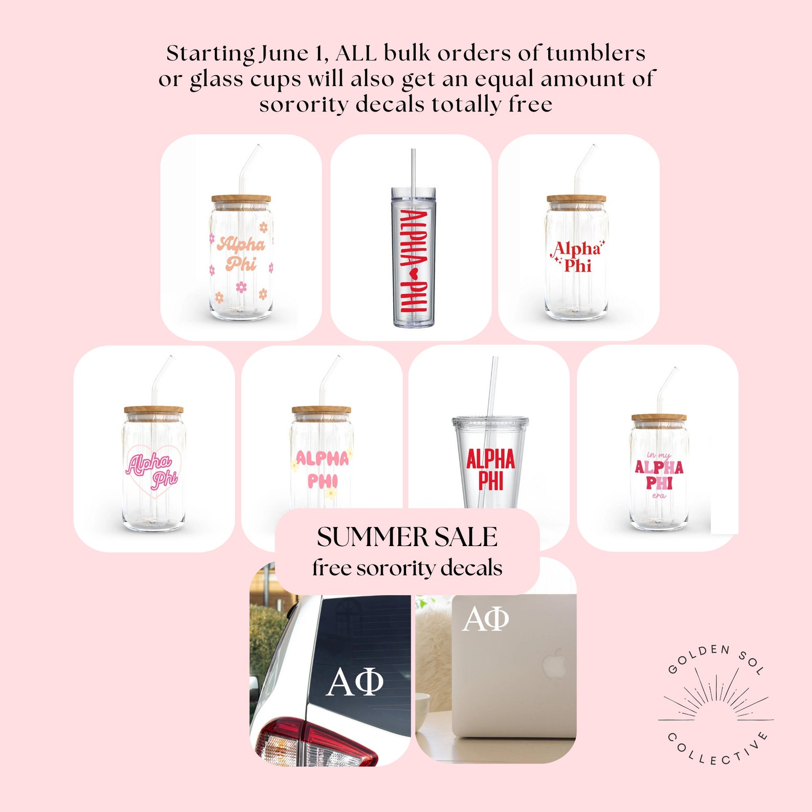 Alpha Phi Electric Sorority Can Shaped Glass for Iced Coffee, A Phi Cup ...