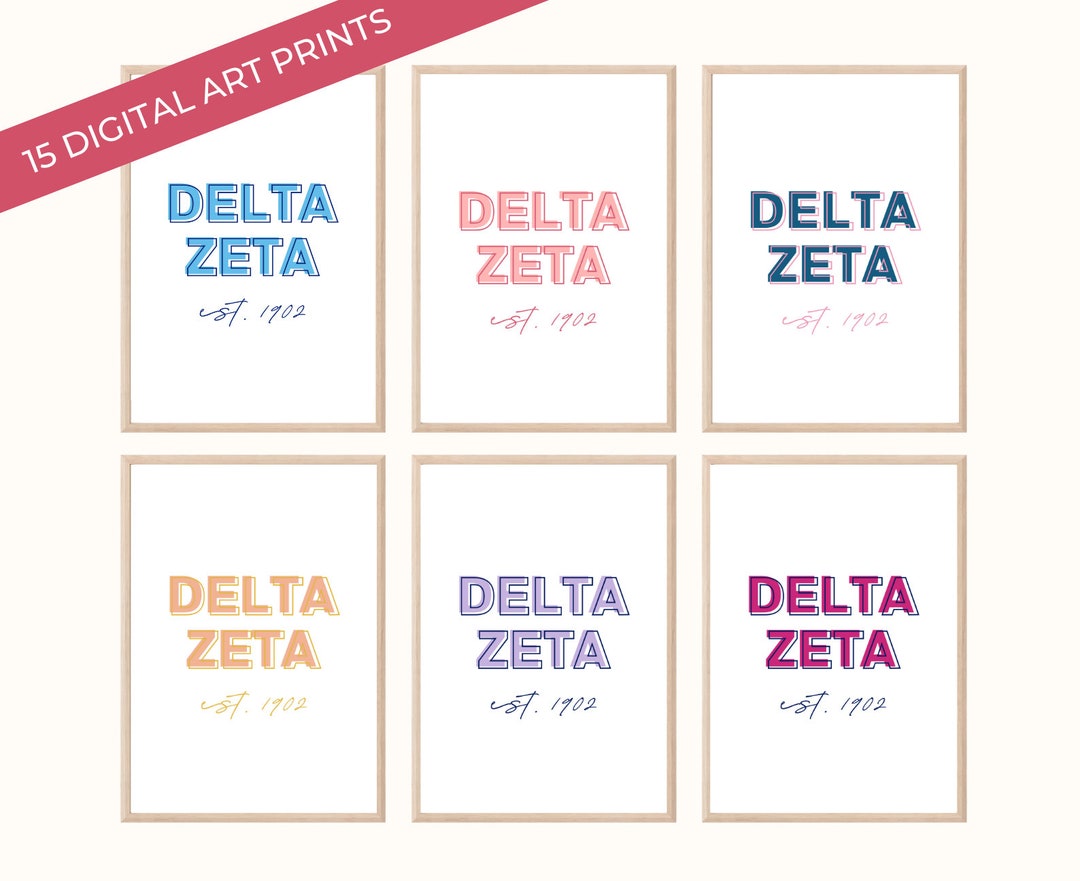 15 Delta Zeta Sorority Art Prints, College Dorm Decor Bundle, Dee Zee ...