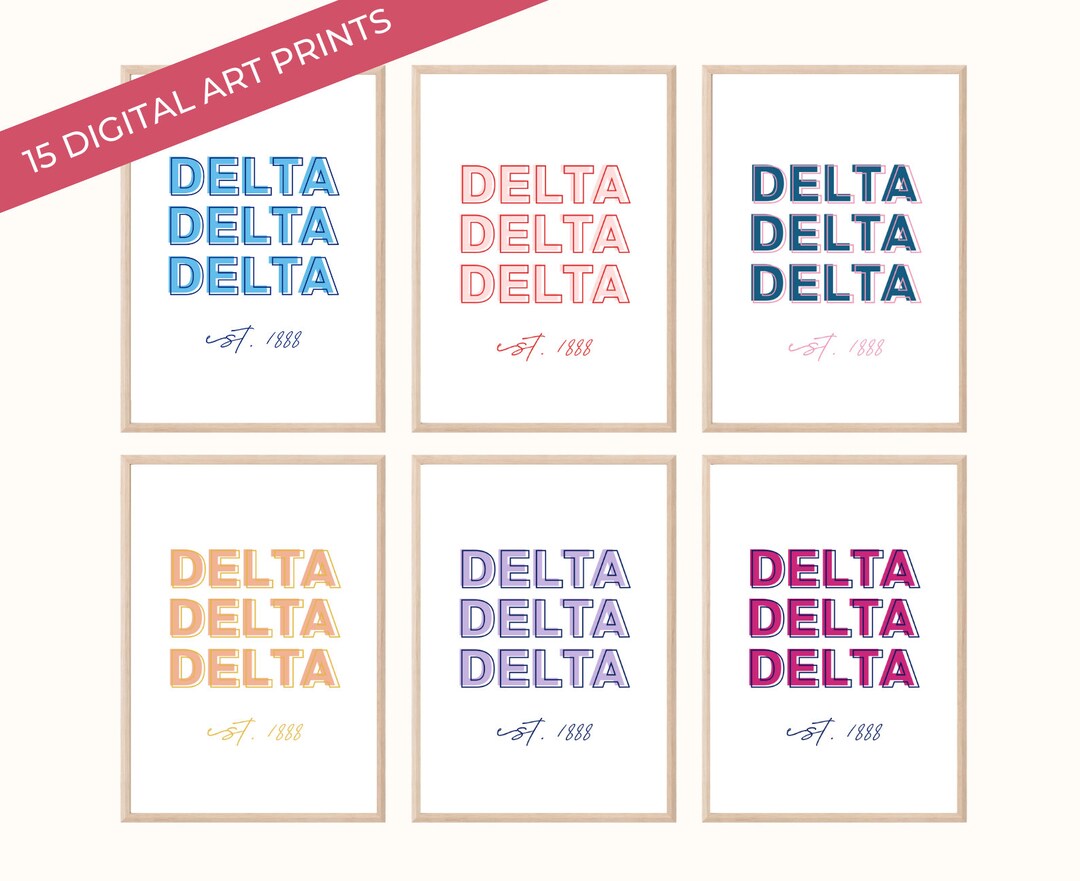 15 Delta Delta Delta Sorority Art Prints, College Dorm Decor Bundle ...