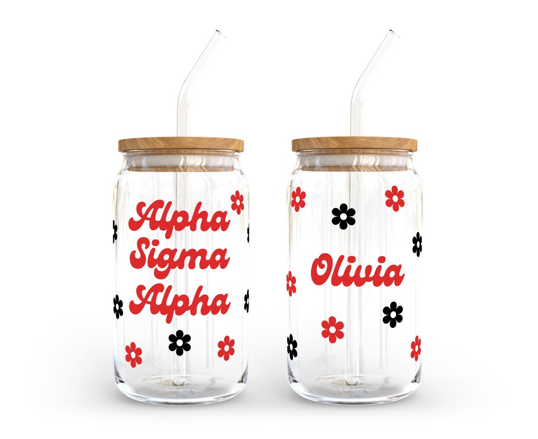Personalized Alpha Sigma Alpha Sorority Can Shaped Glass for Iced ...