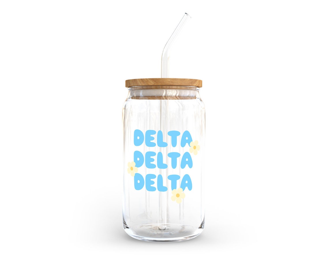 Delta Delta Delta Sorority Can Shaped Glass for Iced Coffee, Tri Delta ...