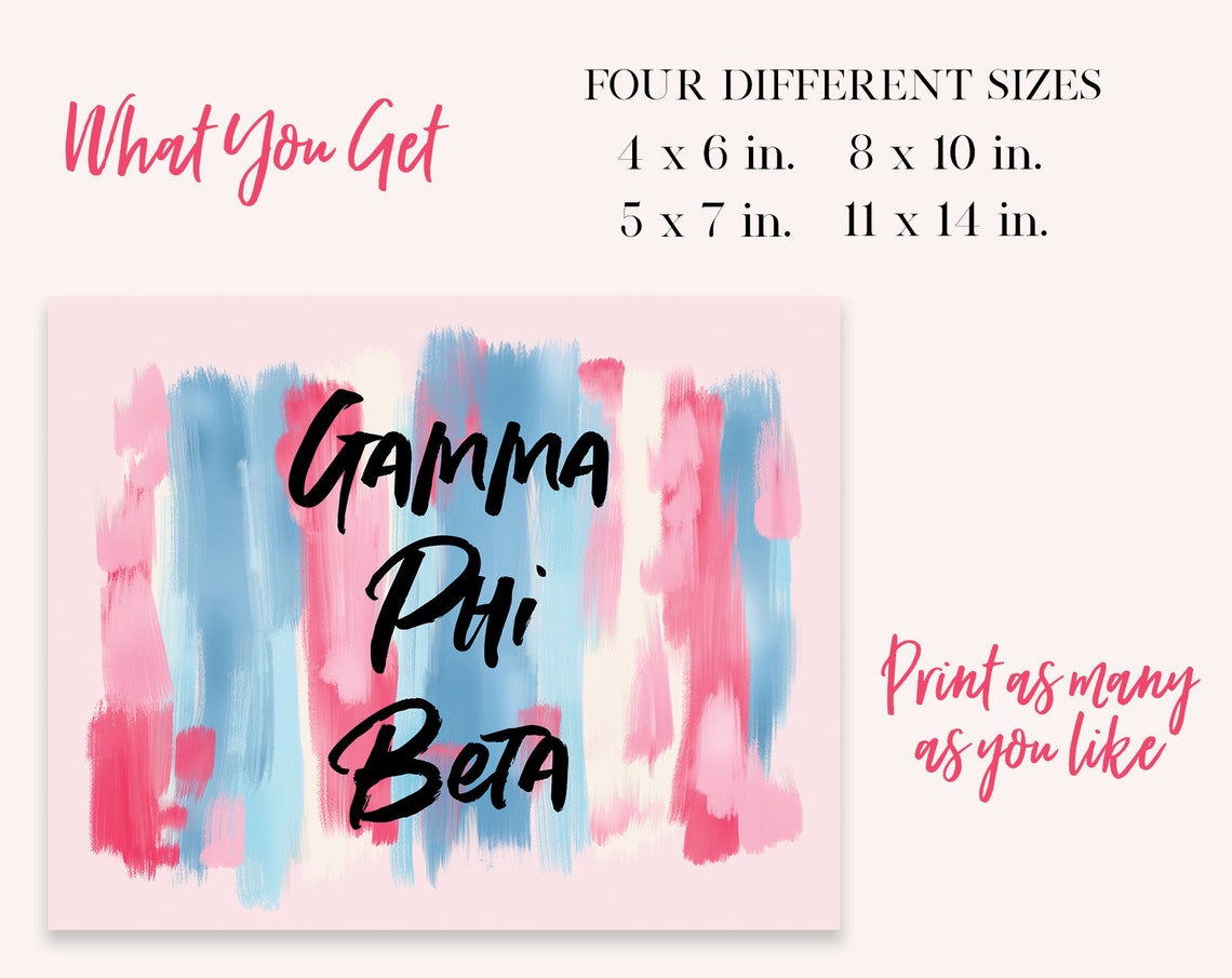 Gamma Phi Beta Sorority Printable Art Print Gamma Phi - Etsy