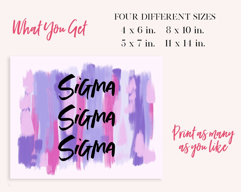 Sigma Sigma Sigma Sorority Purple Printable Art Print, Tri Sigma ...