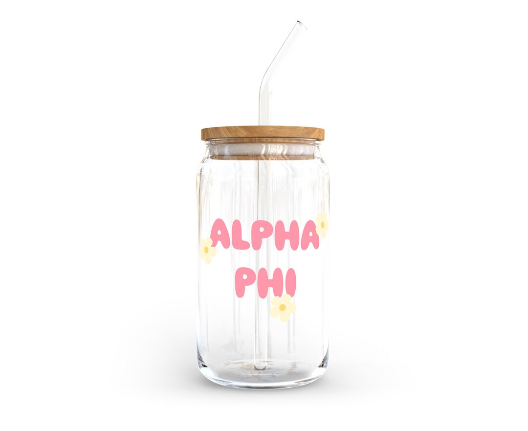 Alpha Phi Sorority Can Shaped Glass for Iced Coffee, A Phi Cup, Big ...