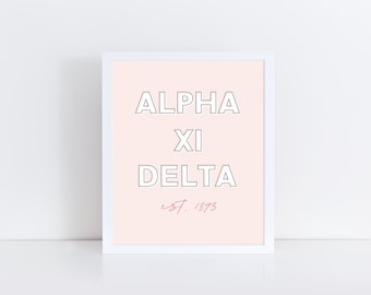 Alpha Xi Delta Sorority Blue Printable Art Print Axid | Etsy
