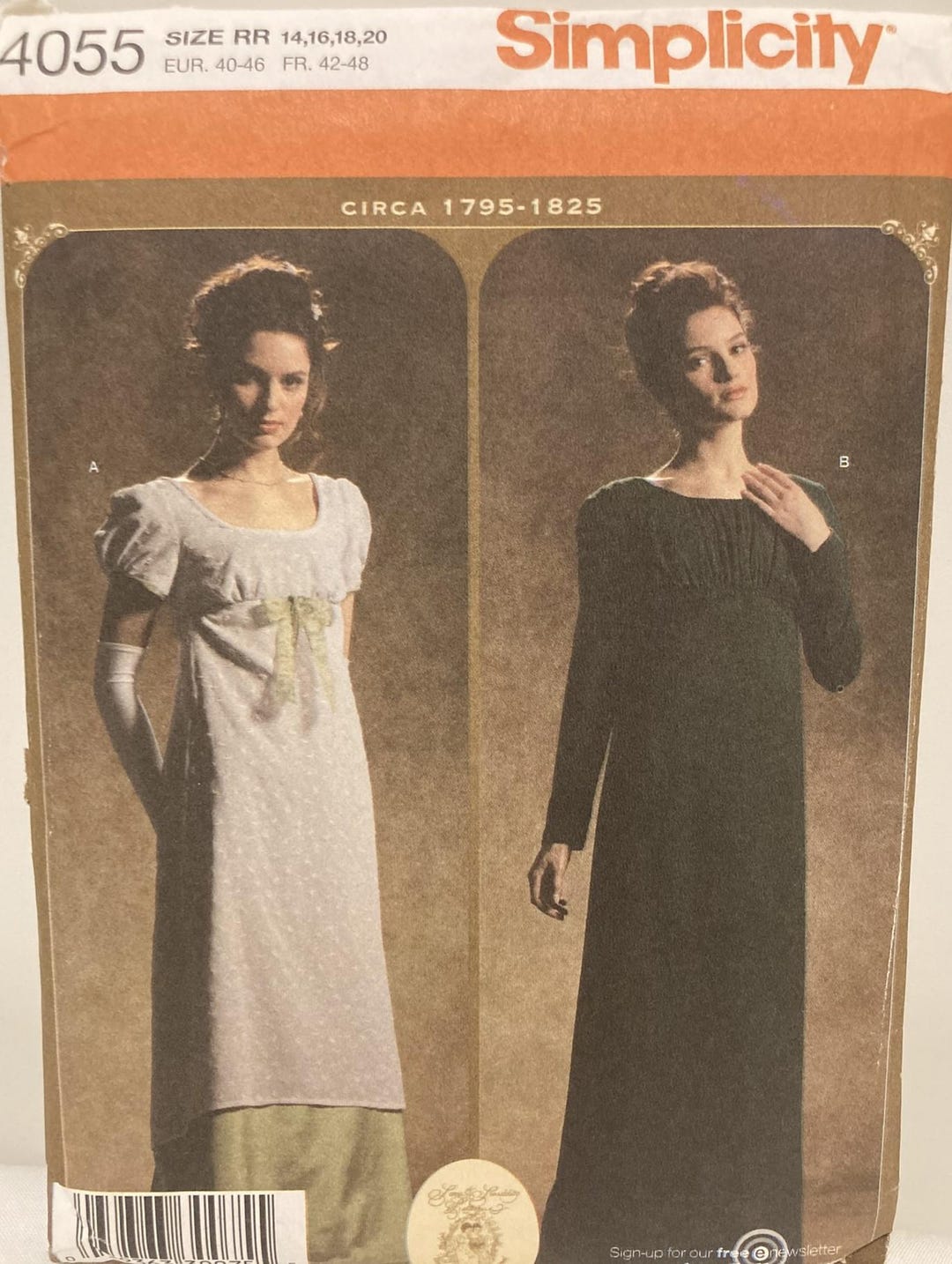 Regency Style Dress Pattern Circa 1795-1825 Simplicity 4055 - Etsy