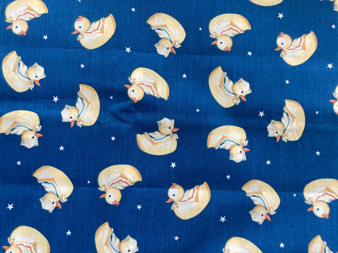 Baby Ducks Fabric Navy Blue Background Yellow Sailor Ducks Daisy ...