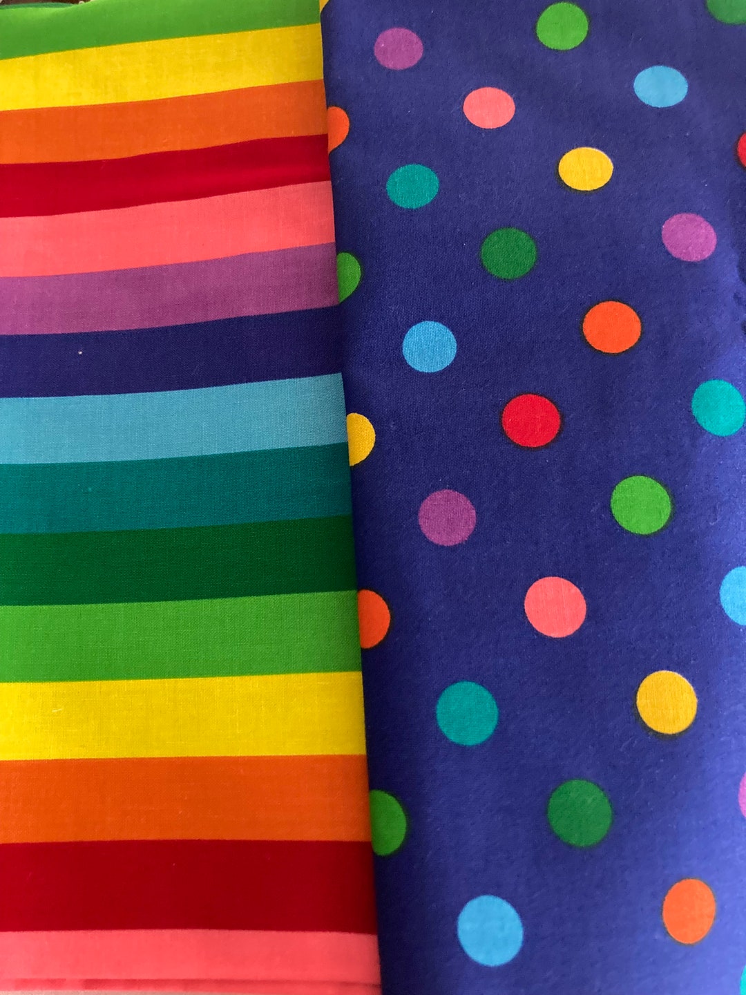 Primary Color Fabric Polka Dots or Stripes Fabric by the 1/2 Yard - Etsy