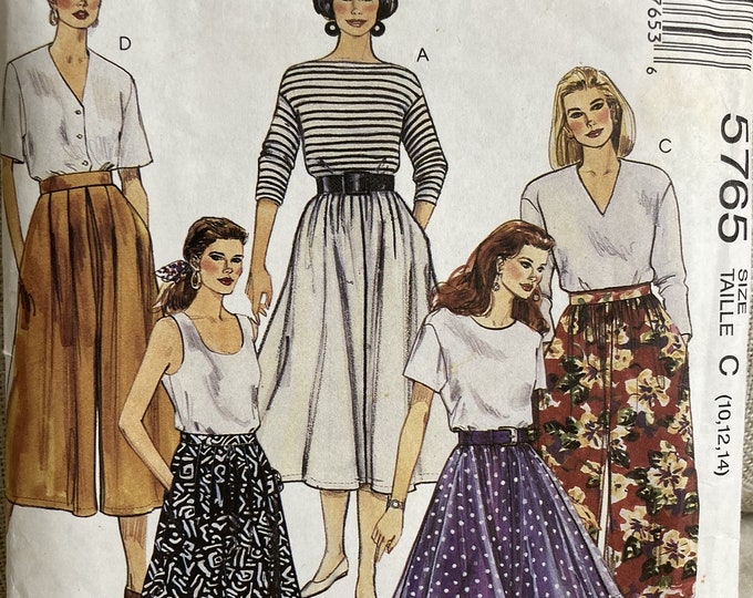 Split-skirt Pattern Mccall's 5765 Vintage Skirt Two Lengths Sizes 10-14 ...