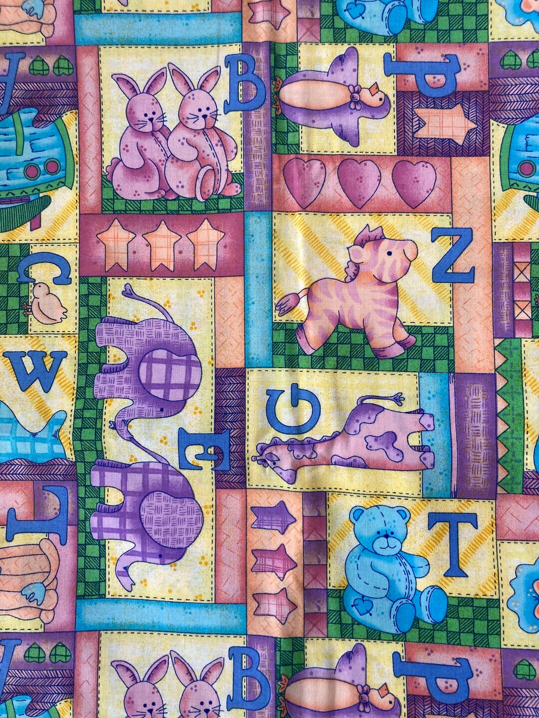 Alphabet Block Fabric Leslie Beck for VIP Fabrics Cranston Print Works ...