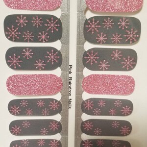 Pink Snowflakes Winter Nail Polish Strips - Etsy