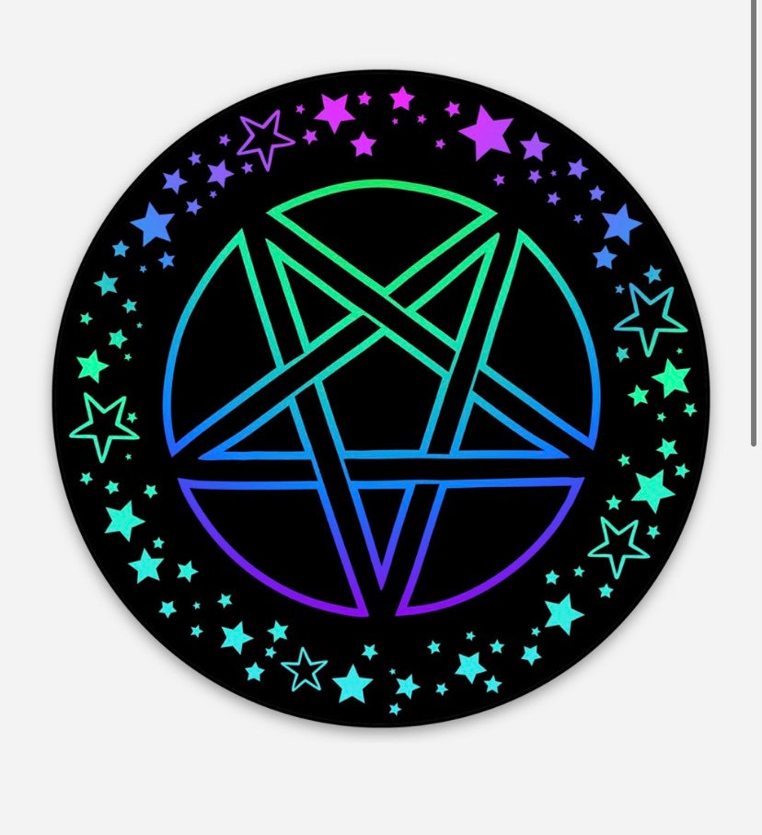 Neon Pentagram Round Sticker| Vinyl Sticker| Waterproof Sticker| Laptop ...