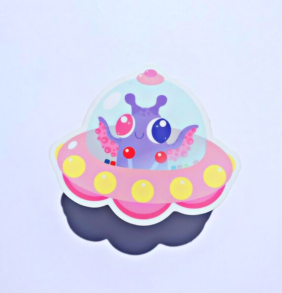 Cute Alien UFO Sticker Vinyl Sticker Waterproof Sticker | Etsy