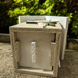 Handmade Wood Birdhouse, Light Tan and Black Stained Roof. Handcut and ...