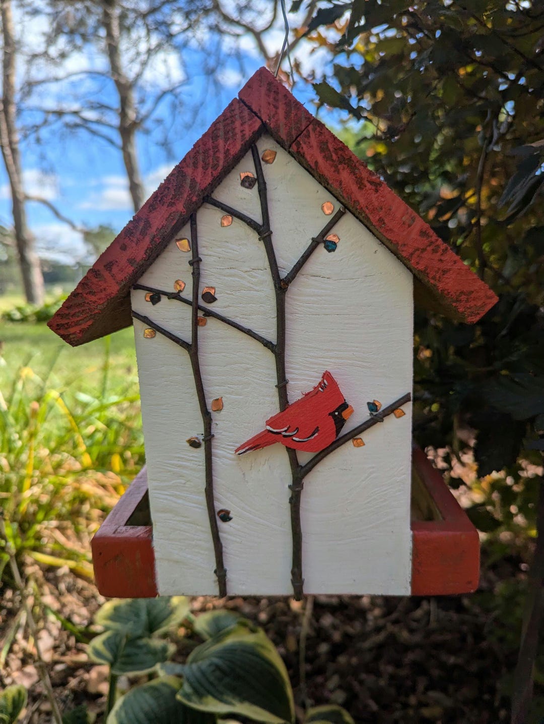 Beautiful Handmade Wood Bird Feeder, With Hand Painted and Cut ...