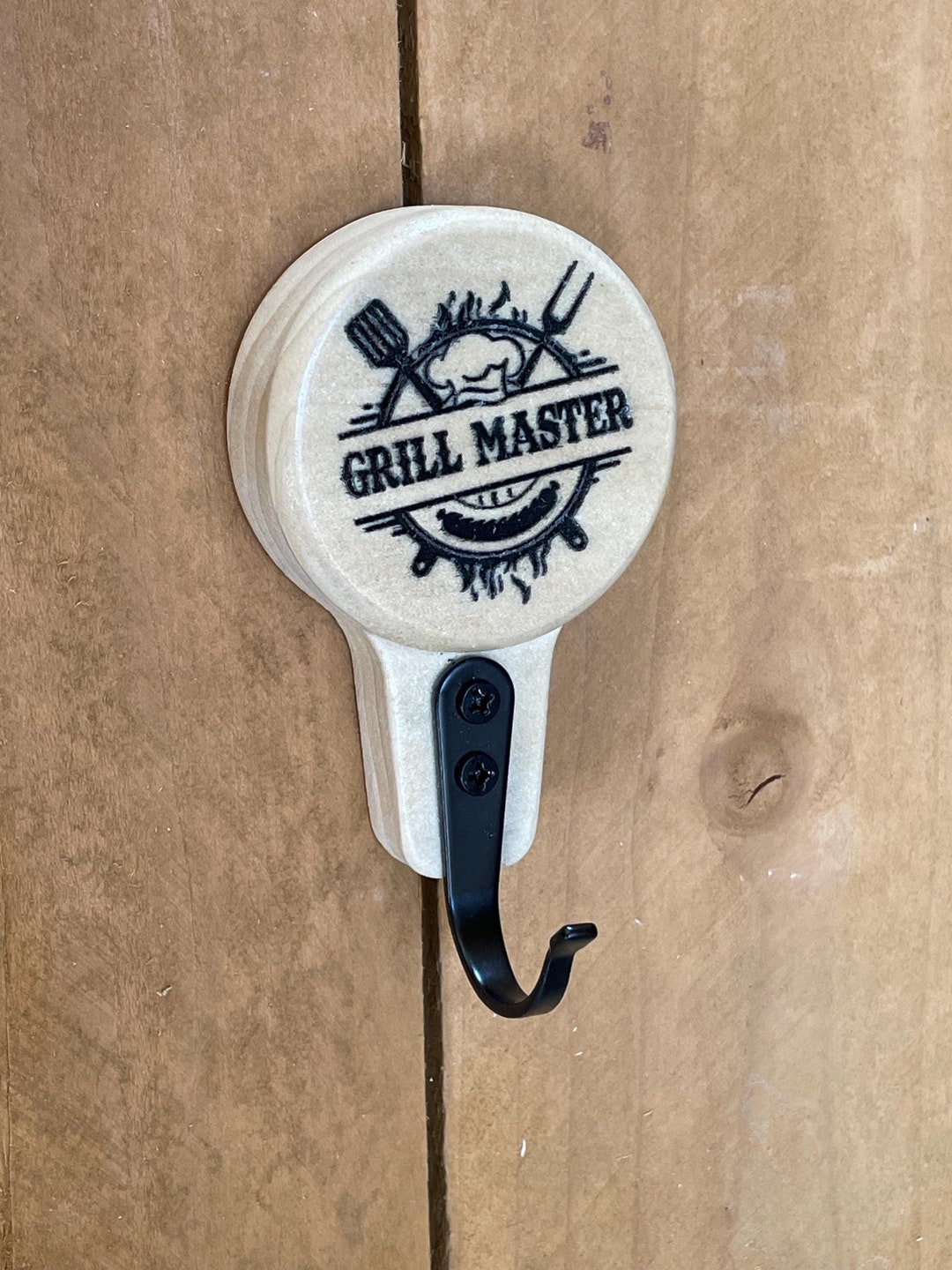 Magnetic Wooden Grill Utensil Hook – Personalized BBQ Gift for ...