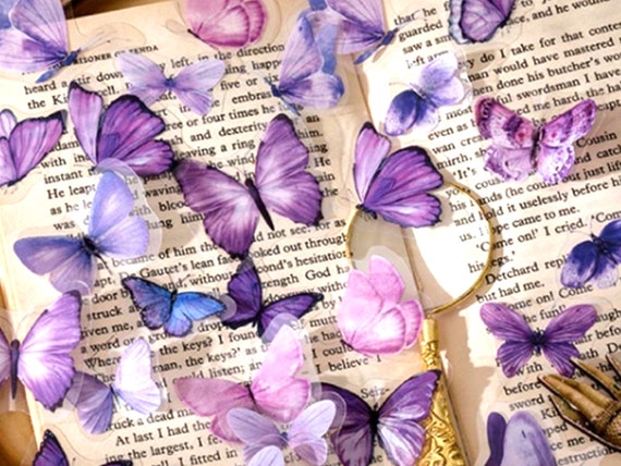 Purple Butterfly Stickers Butterfly Sticker Pack Transparent - Etsy