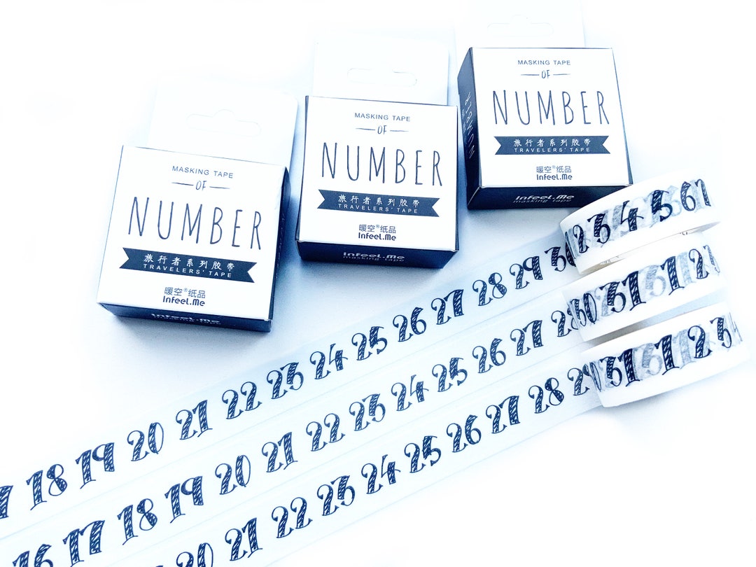 Numbers Washi Tape, Black and White Calligraphy, Script Number Washi ...