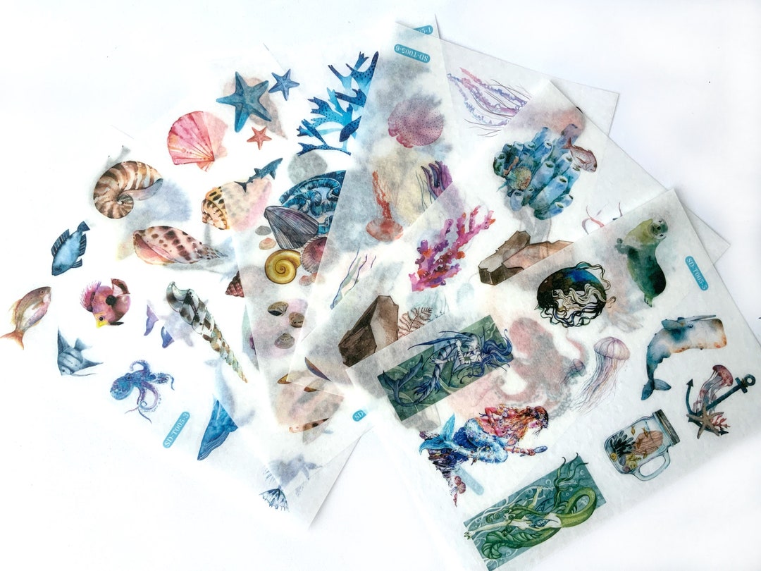 Sealife Sticker Pack, 6 Pieces, Underwater Sticker Set, Ocean Life ...