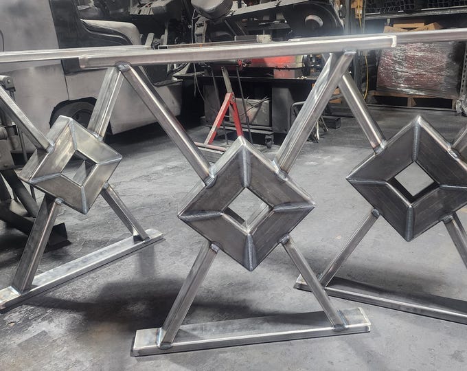 Unique Farmhouse Metal Table Bases, Industrial Table Legs, Heavy Duty Steel Bases