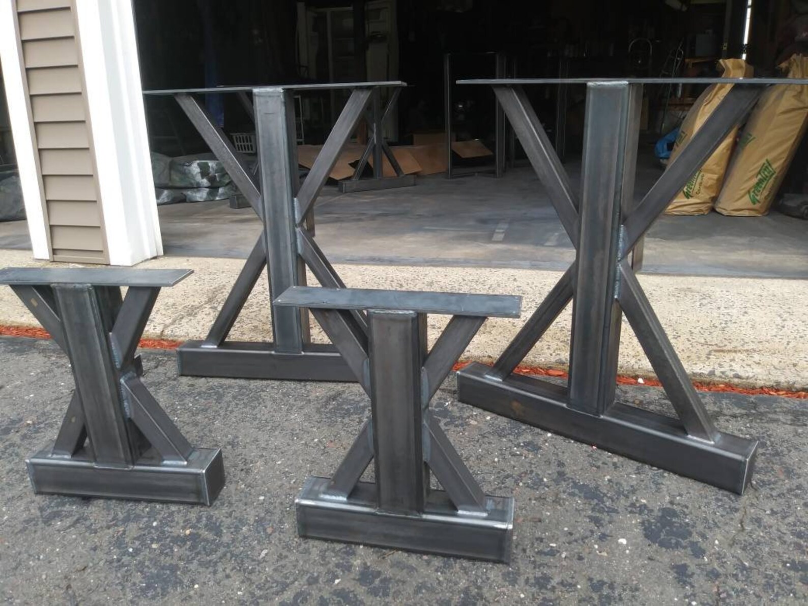 Metal Table Basedining & Bench Set Industrial Steel Base - Etsy