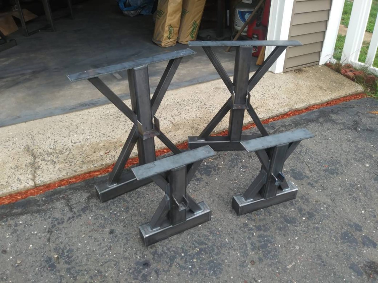 Metal Table Base,dining & Bench Set, Industrial Steel Base - Etsy
