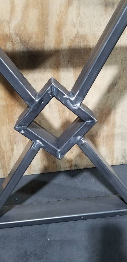 Farmhouse Table Base, Cool Metal Table Legs, Diamond Shaped Steel Base, Industrial Legs ...