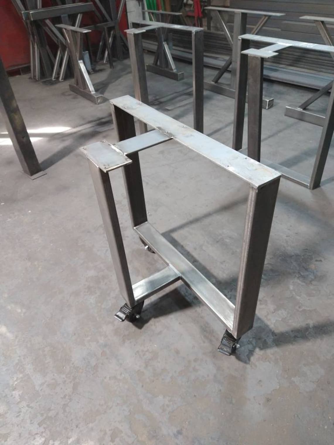 T Shaped Metal Table Base Metal Legs Casters Industrial - Etsy