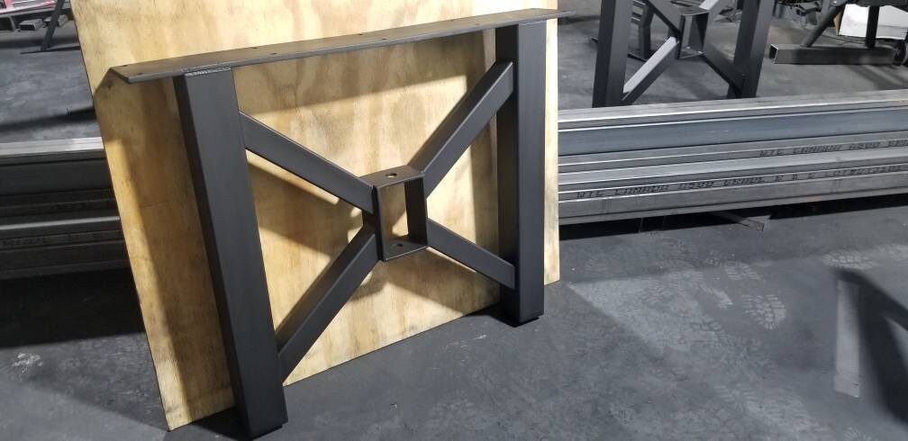Farmhouse Metal Table Base - X Shaped - Adjustable Leveleling Feet