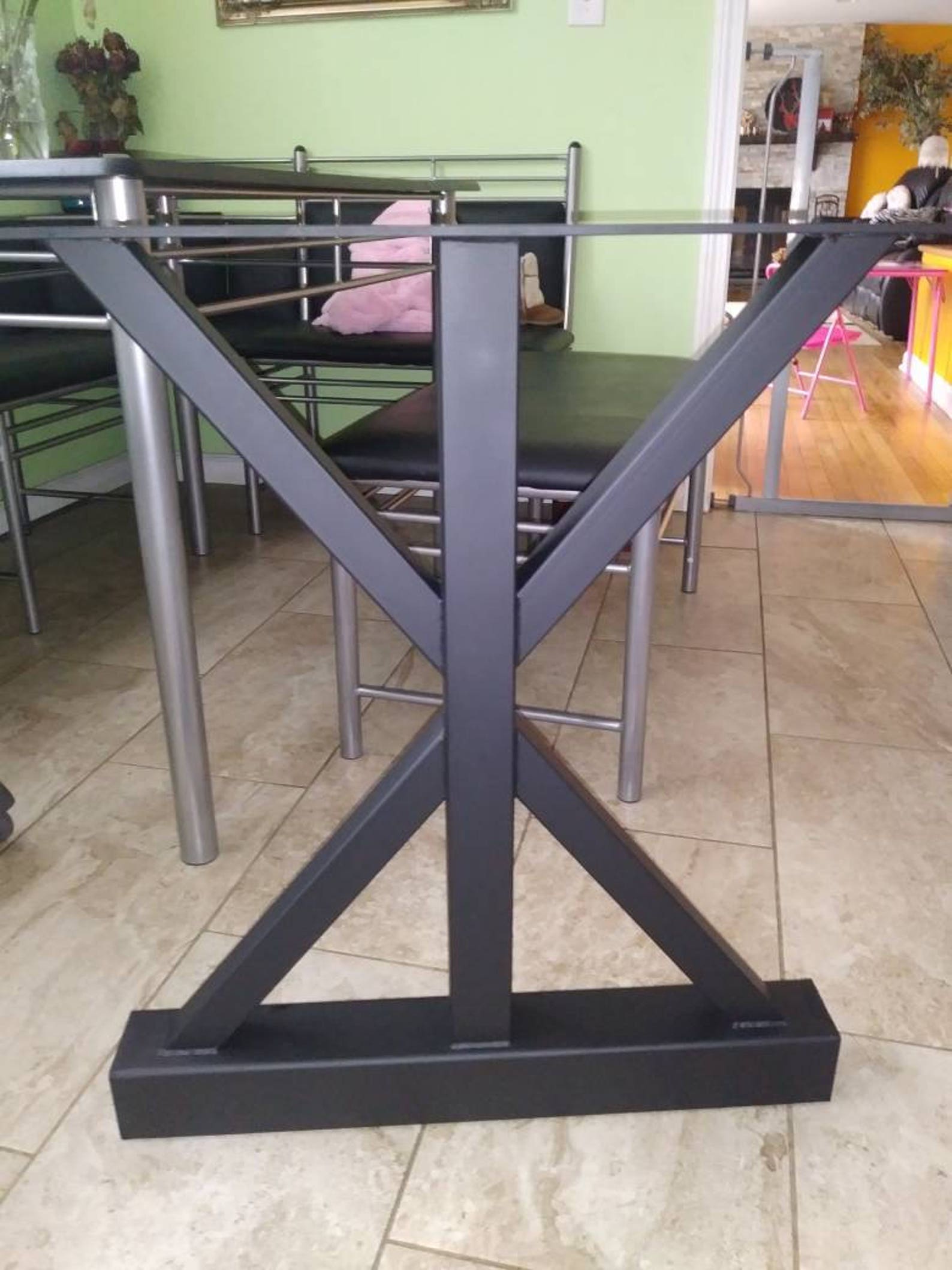 Trestle Metal Table Base, Farmhouse Unique Steel Base - Etsy
