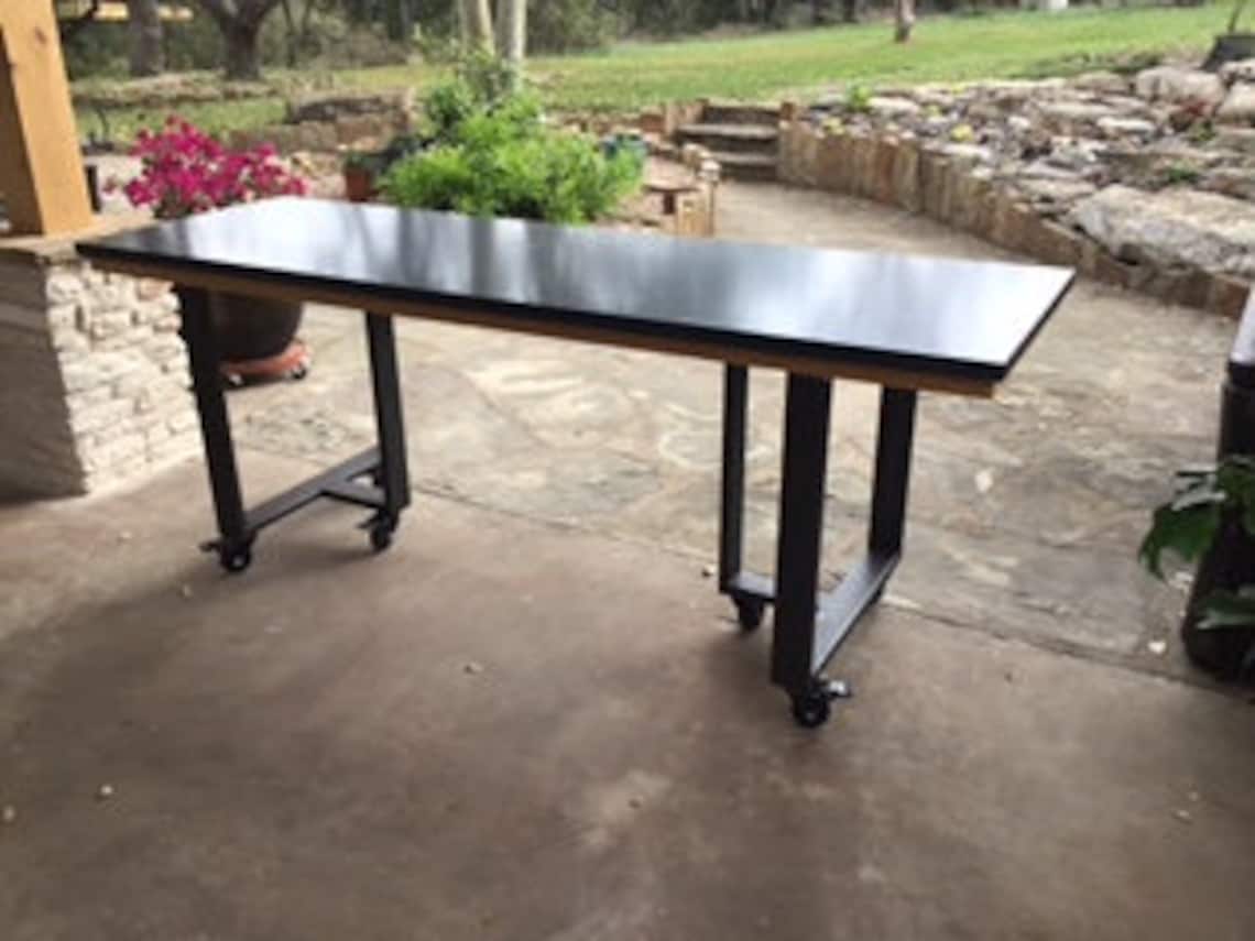 T Shaped Metal Table Base Metal Legs Casters Industrial - Etsy