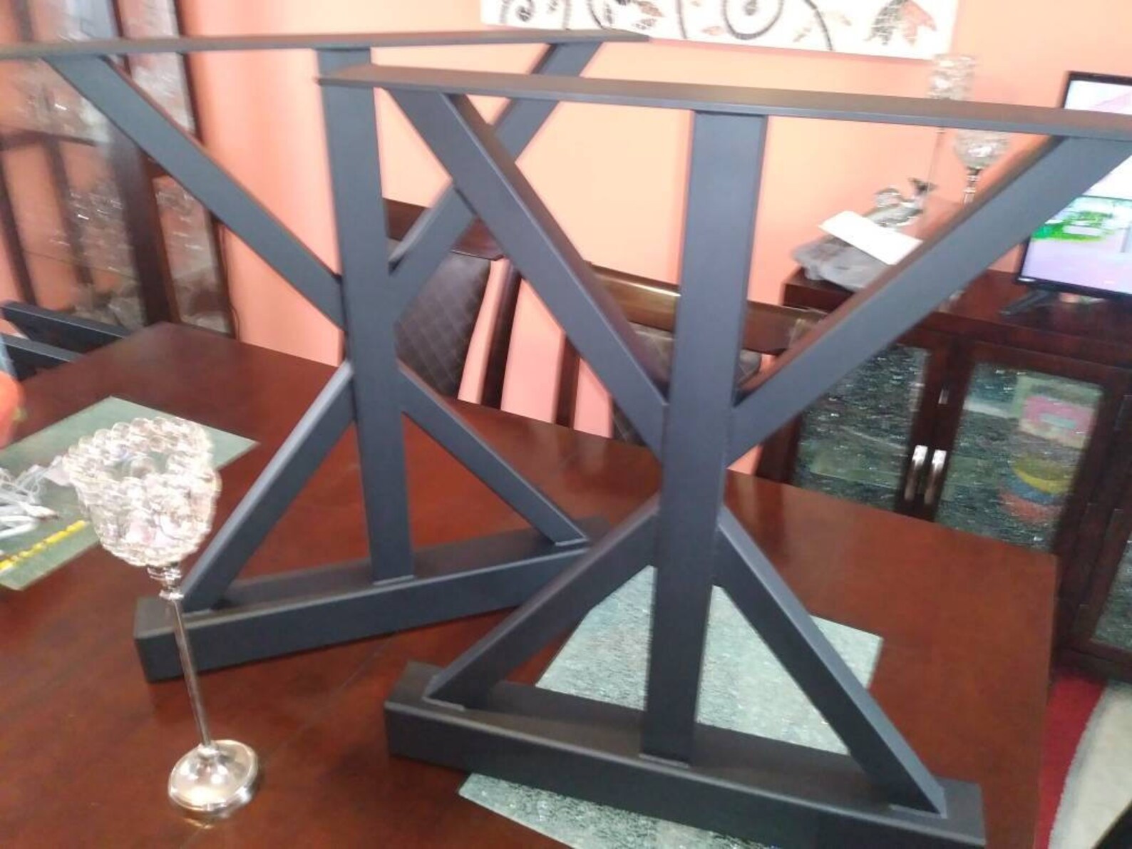 Trestle Metal Table Base, Farmhouse Unique Steel Base - Etsy