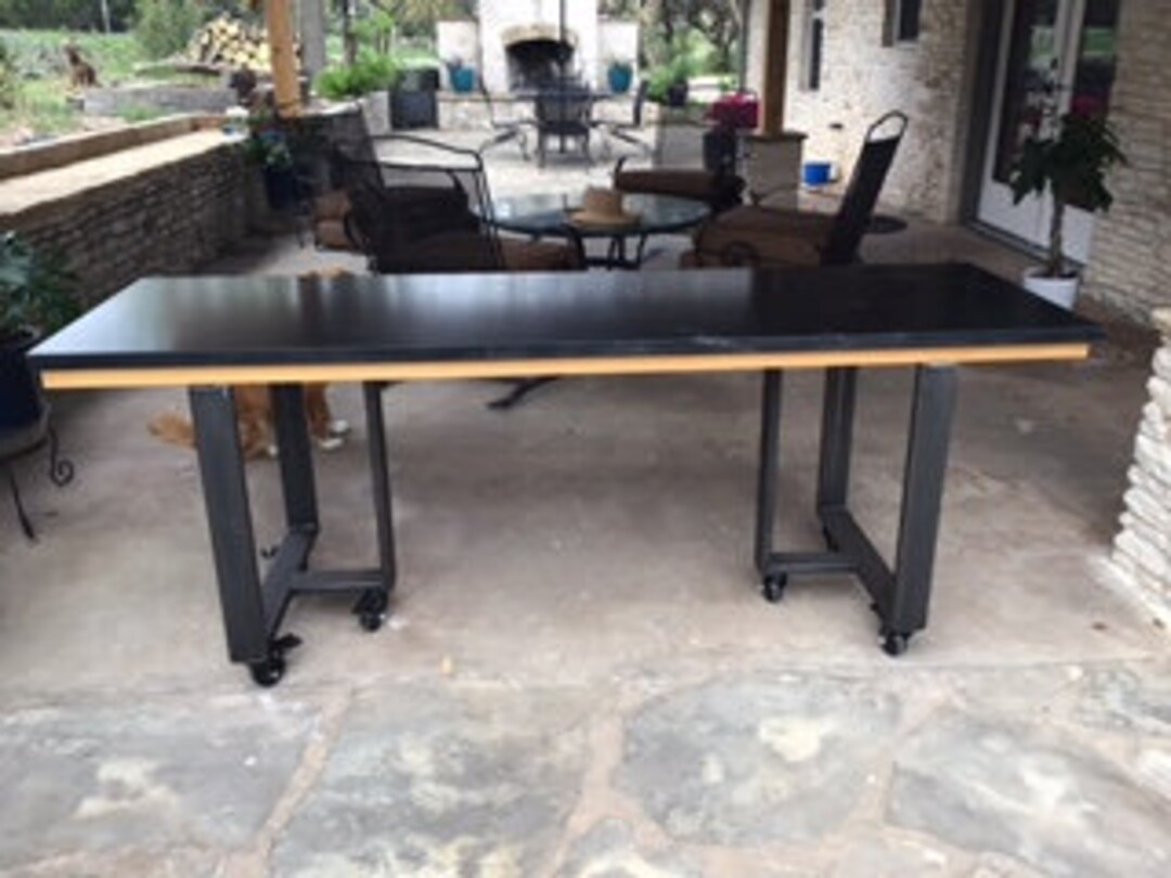 T Shaped Metal Table Base, Metal Table Legs Casters, Heavy Duty Steel ...