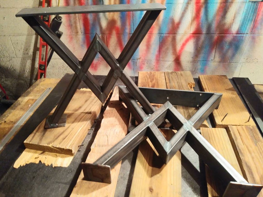 Metal Table Legs: Raw Steel Industrial Farmhouse Base (set of 2) - Etsy