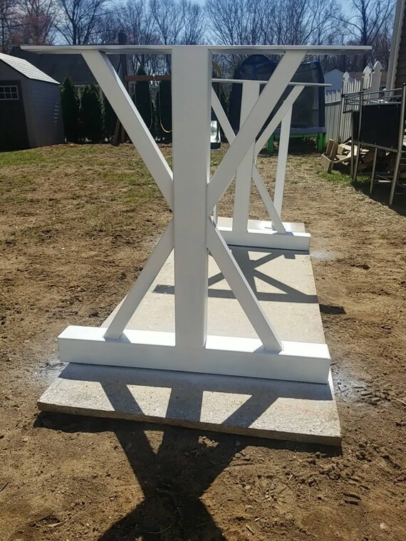 Steel Table Base Trestle Farmhouse Metal Legs White | Etsy