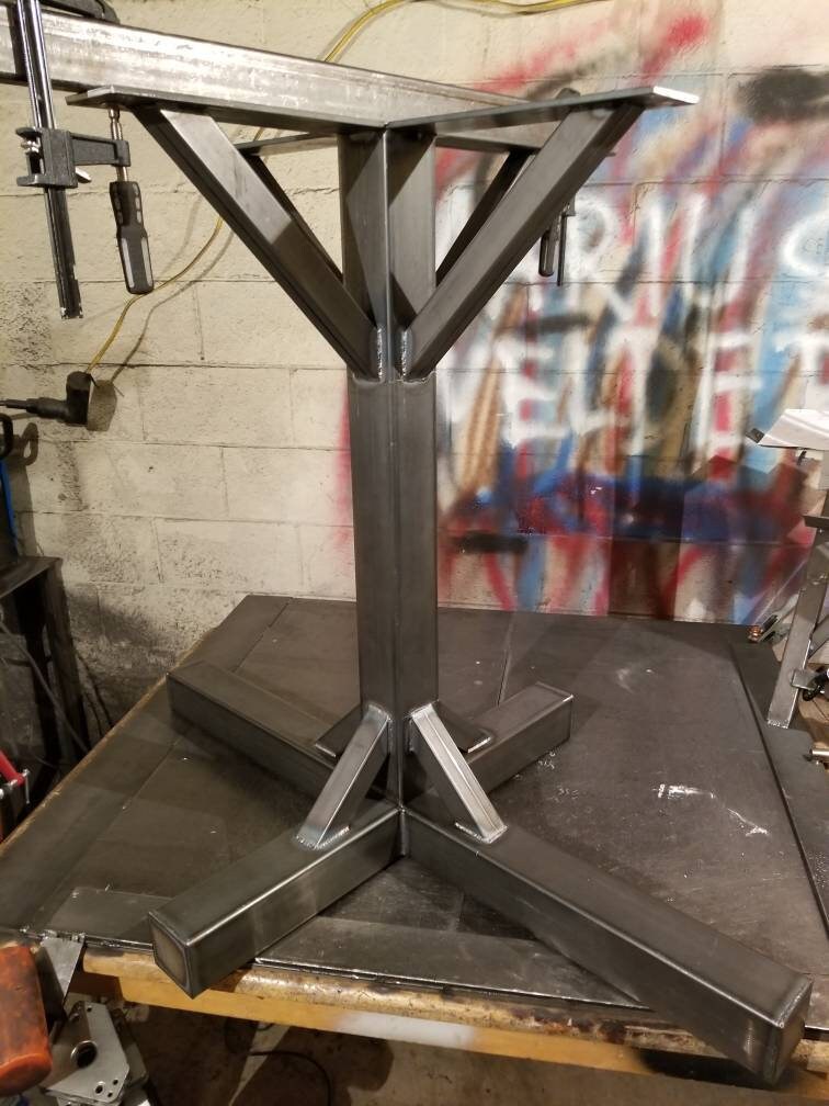 Metal Table Base, Pedestal Metal Base, Farmhouse Steel Base