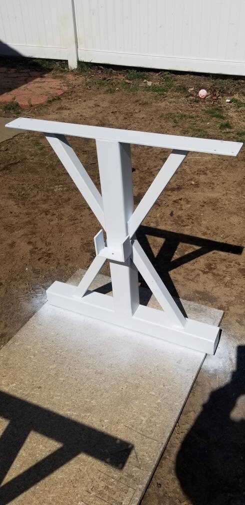 Steel Table Base, Trestle Farmhouse Metal Table Legs, White Metal Table ...