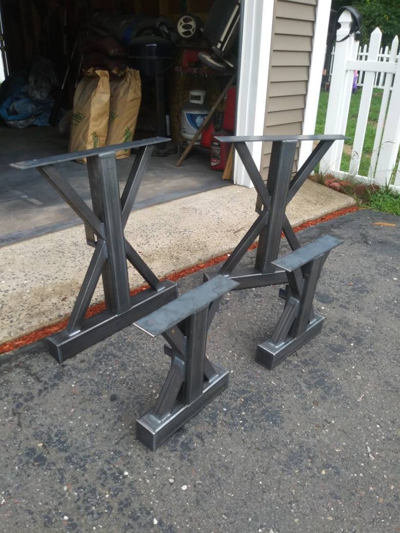 Metal Table Base,dining & Bench Set, Industrial Steel Base - Etsy