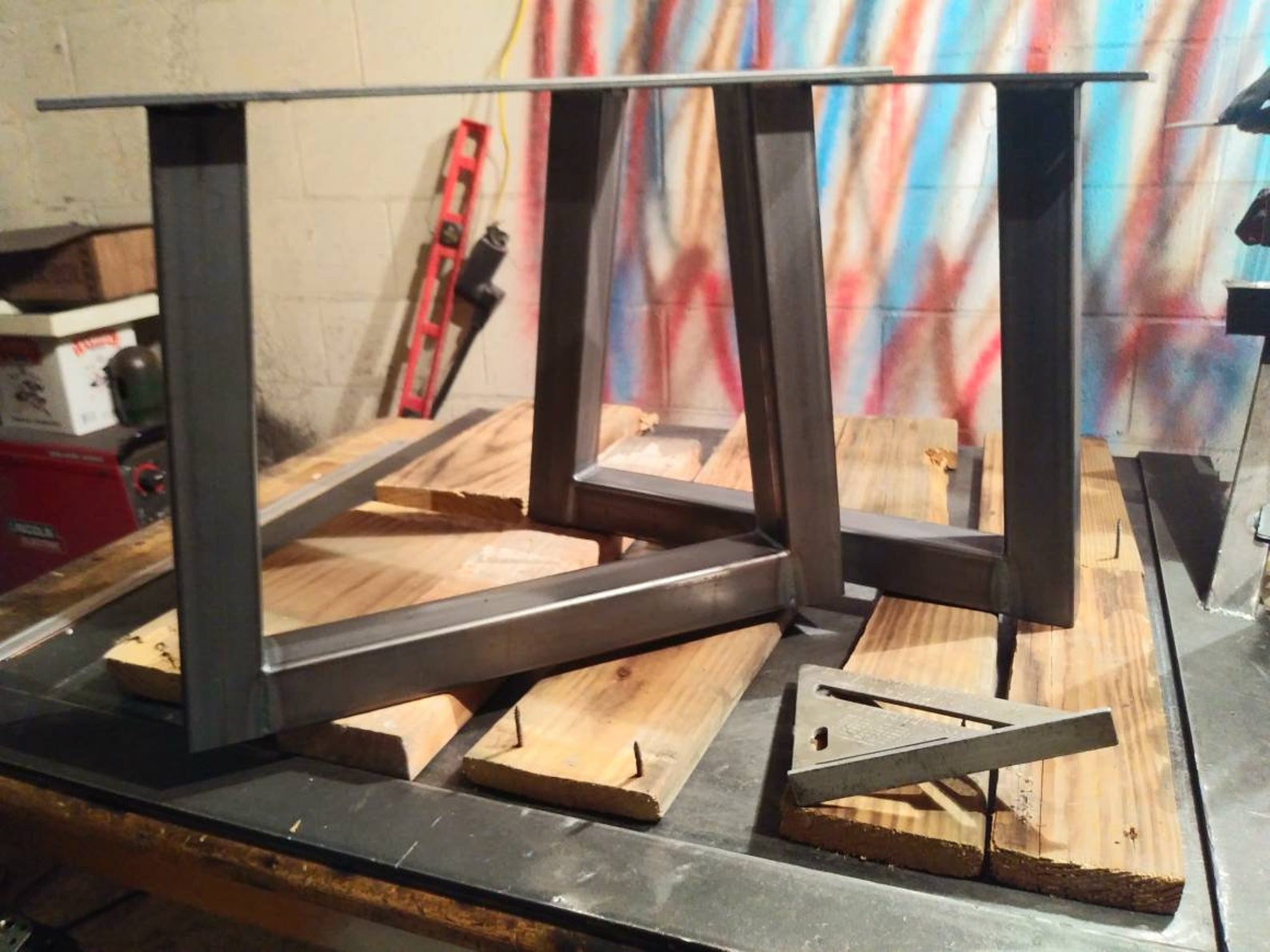 Trapezoid Metal Table Base, Industrial - Etsy