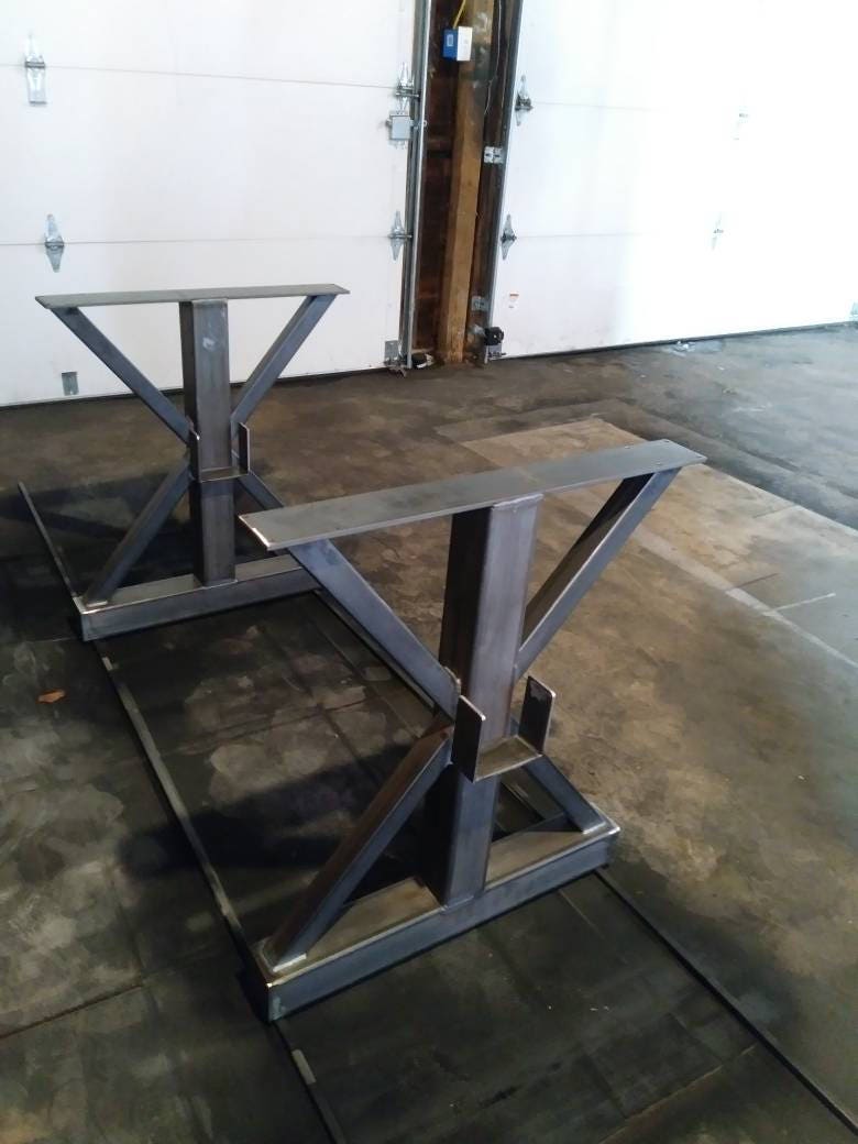 Metal Table Legs,Trestle,Clear Coated Industrial, Metal Table Base ...