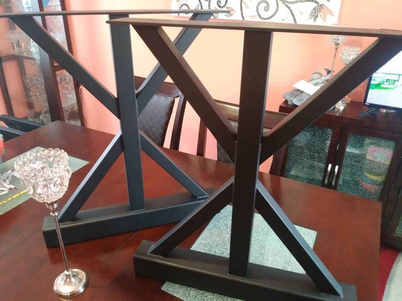 Trestle Metal Table Base, Farmhouse Unique Steel Base - Etsy