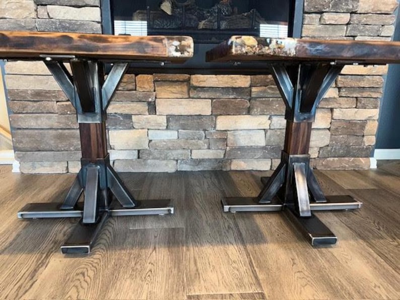 Farmhouse Metal Table Base: Industrial Steel Pedestal Legs - Etsy