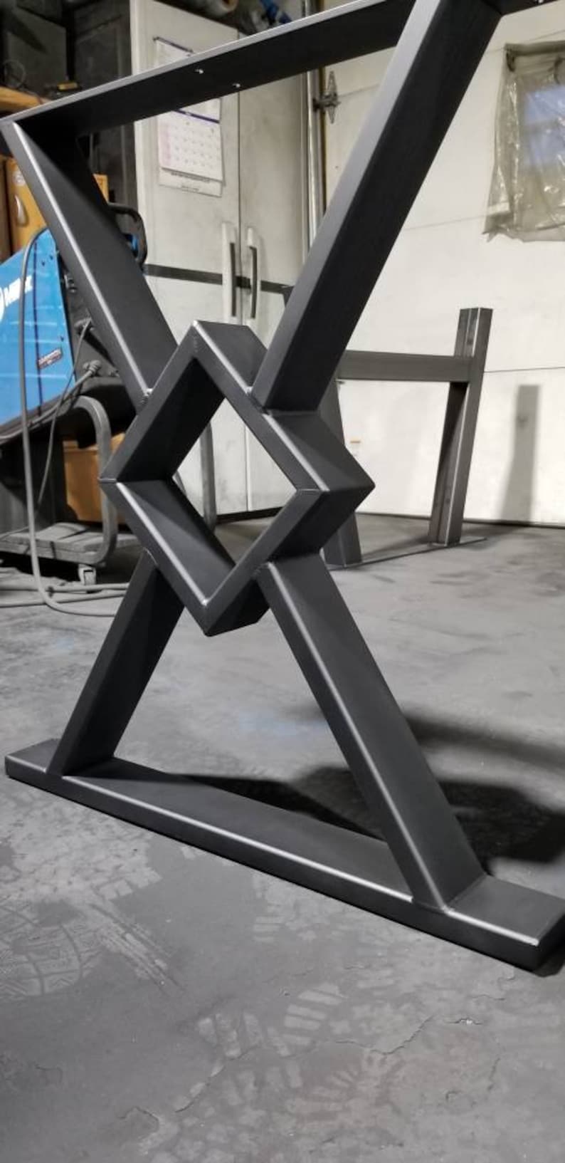 Farmhouse Metal Table Base, Diamond Shaped Steel Base - Handmade in U.S ...
