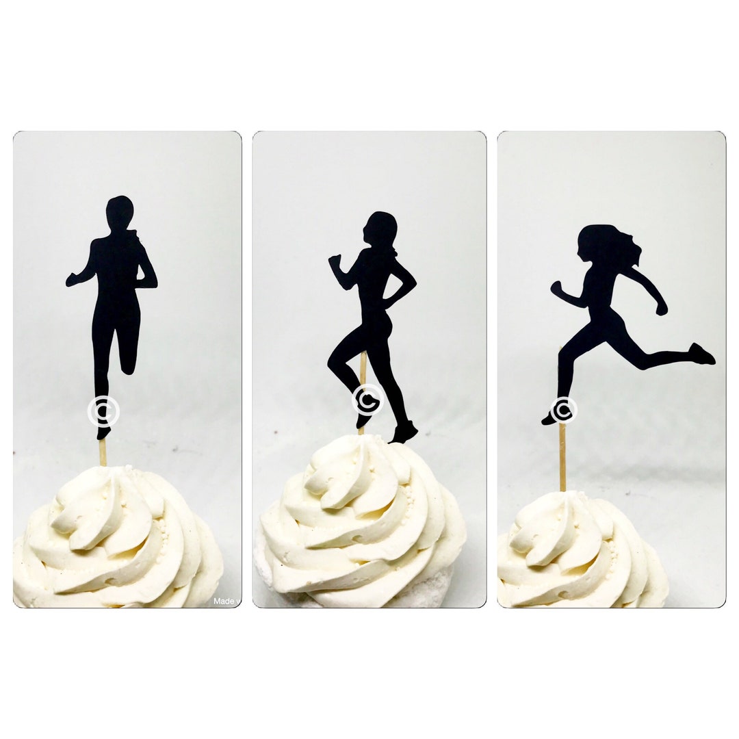 Running Cupcake Toppers, Jogger Cupcake Toppers, Jogging Cupcake ...