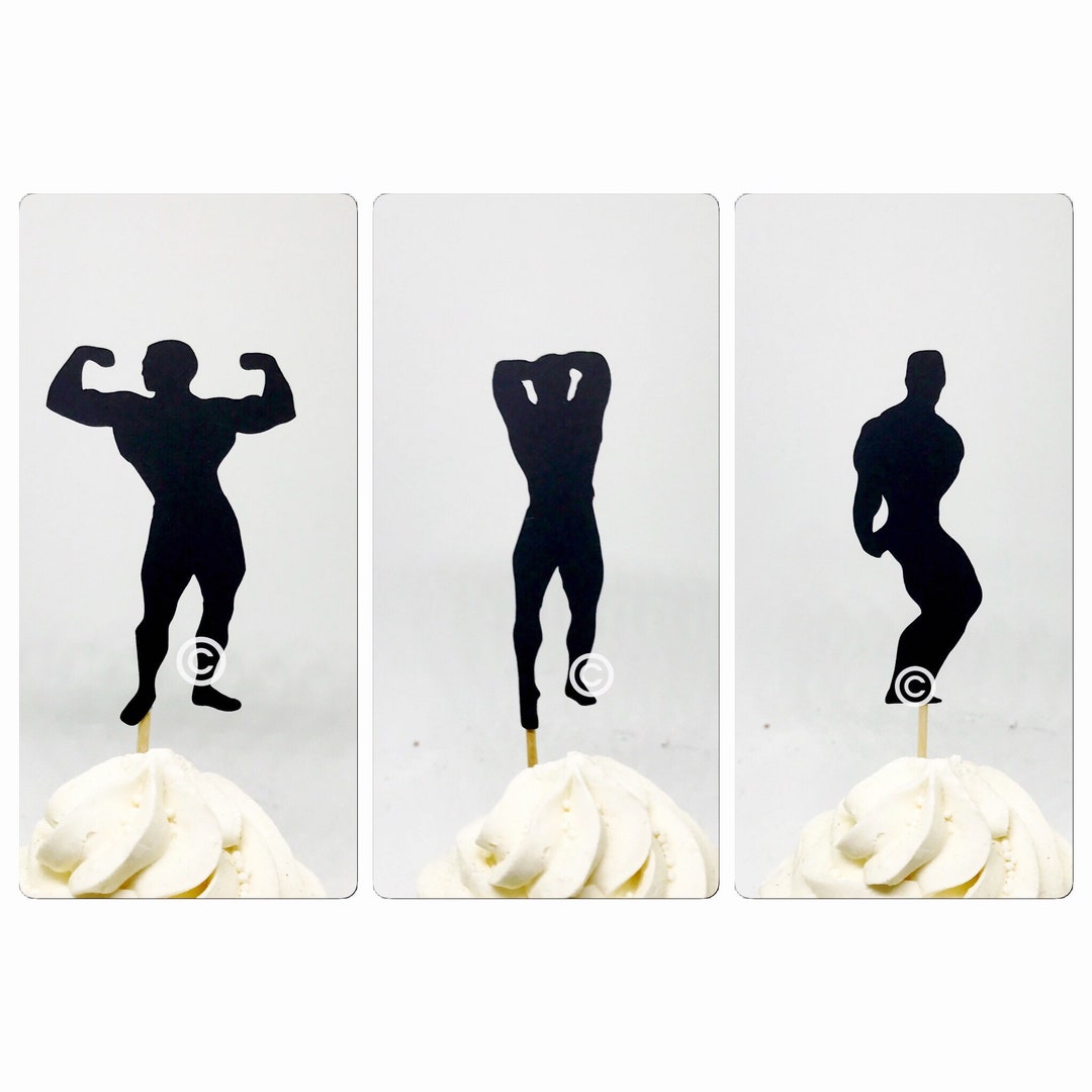 Bodybuilder Cupcake Toppers, Bodybuilder Topper, Body Builder Cupcake ...