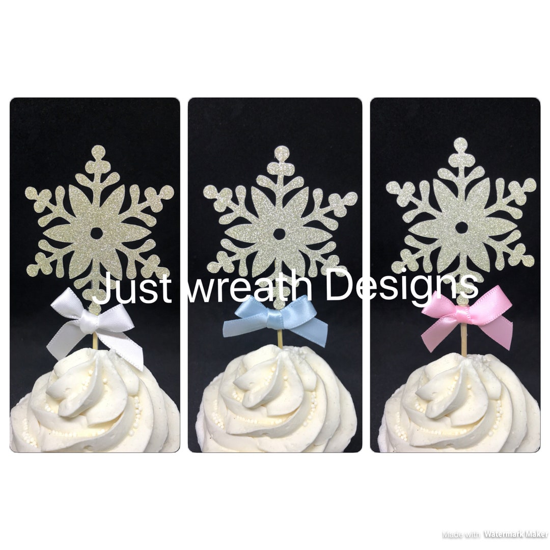 Snowflake Cupcake Toppers, Snowflake Party, Snowflake Topper, Christmas ...