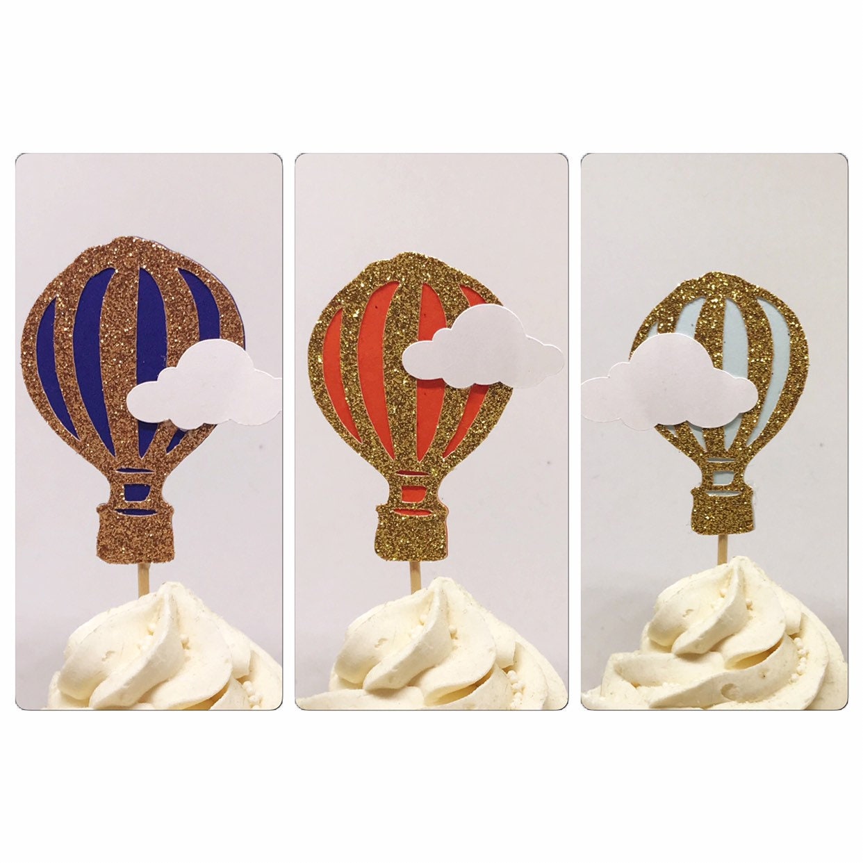 Hot Air Balloon Toppers, Hot Air Balloon Cupcake Toppers, Cupcake ...