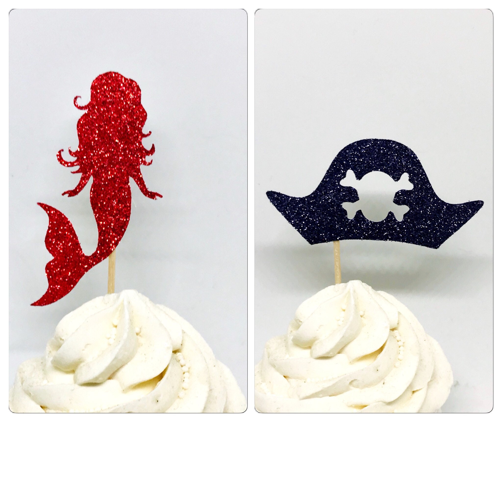 Mermaid and Pirates Cupcake Toppers Mermaids or Pirates | Etsy