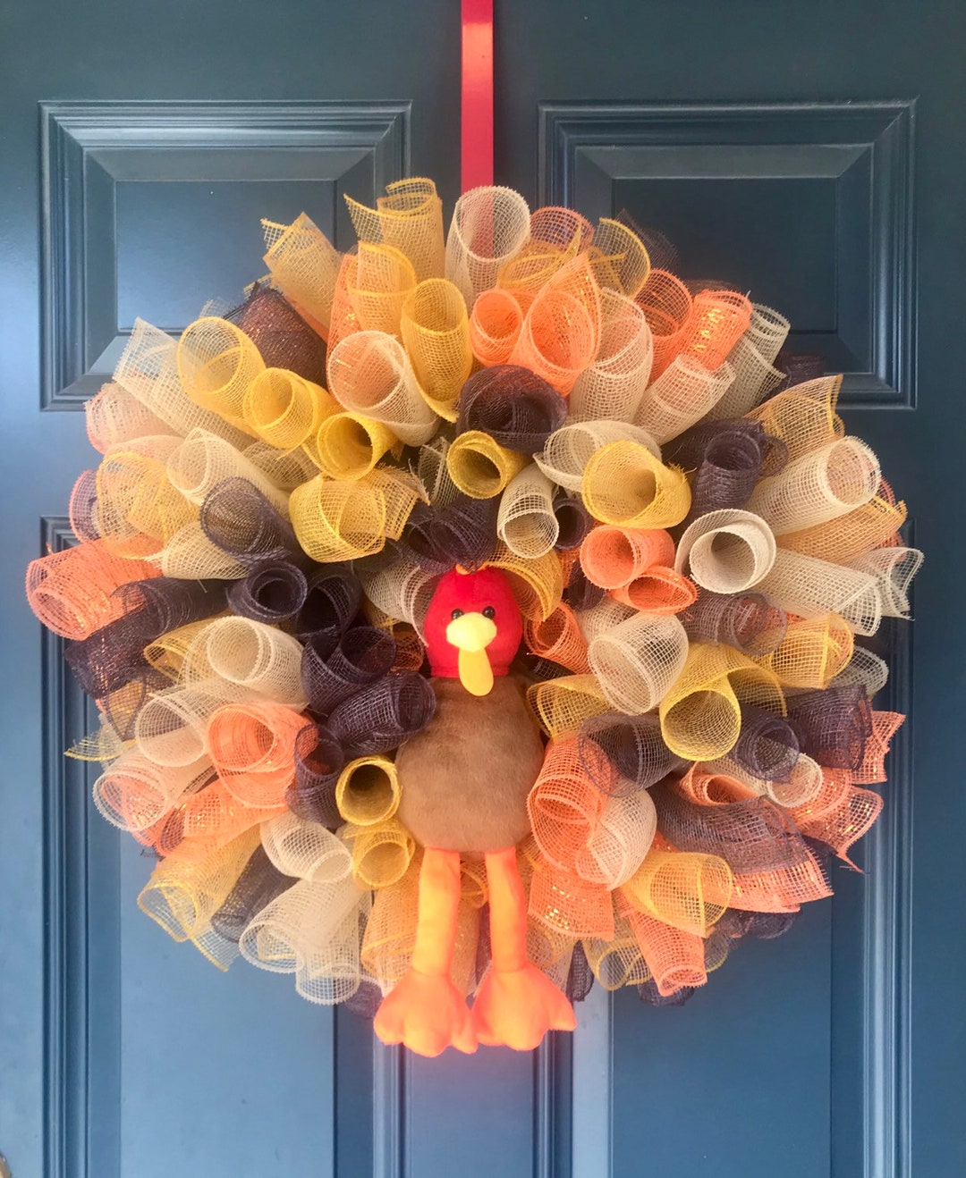 Turkey Wreath, Turkey Mesh Wreath, Thanksgiving Wreath, Thanksgiving ...