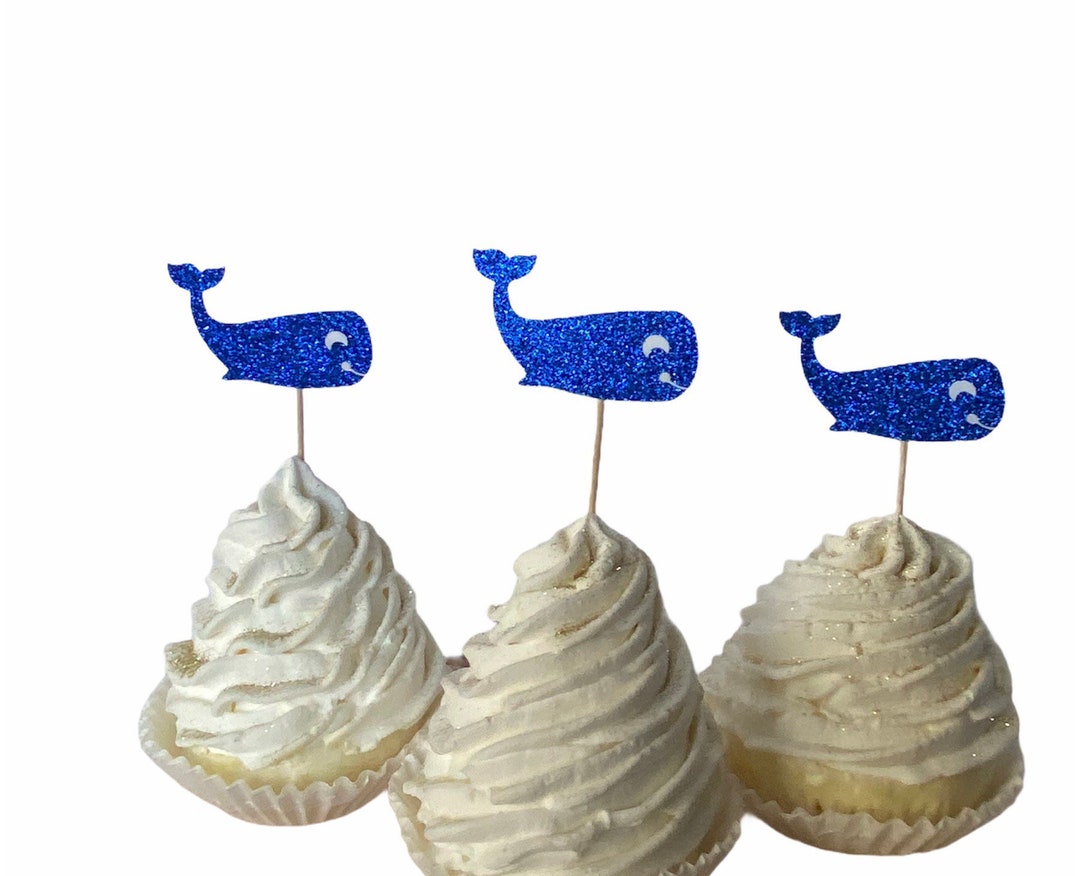 Whale Cupcake Toppers, Whale Theme, Whale Party, Whale Birthday ...